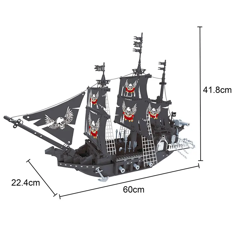 Pirate Ship Building Blocks Set Caribbean Model Kit Black Pearl Ghost ...