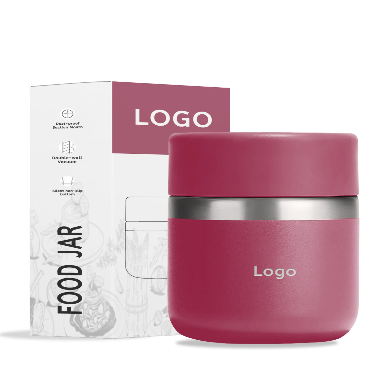 High Quality 350ml 600ml Customized Logo Thermal Food Jar Double Wall ...