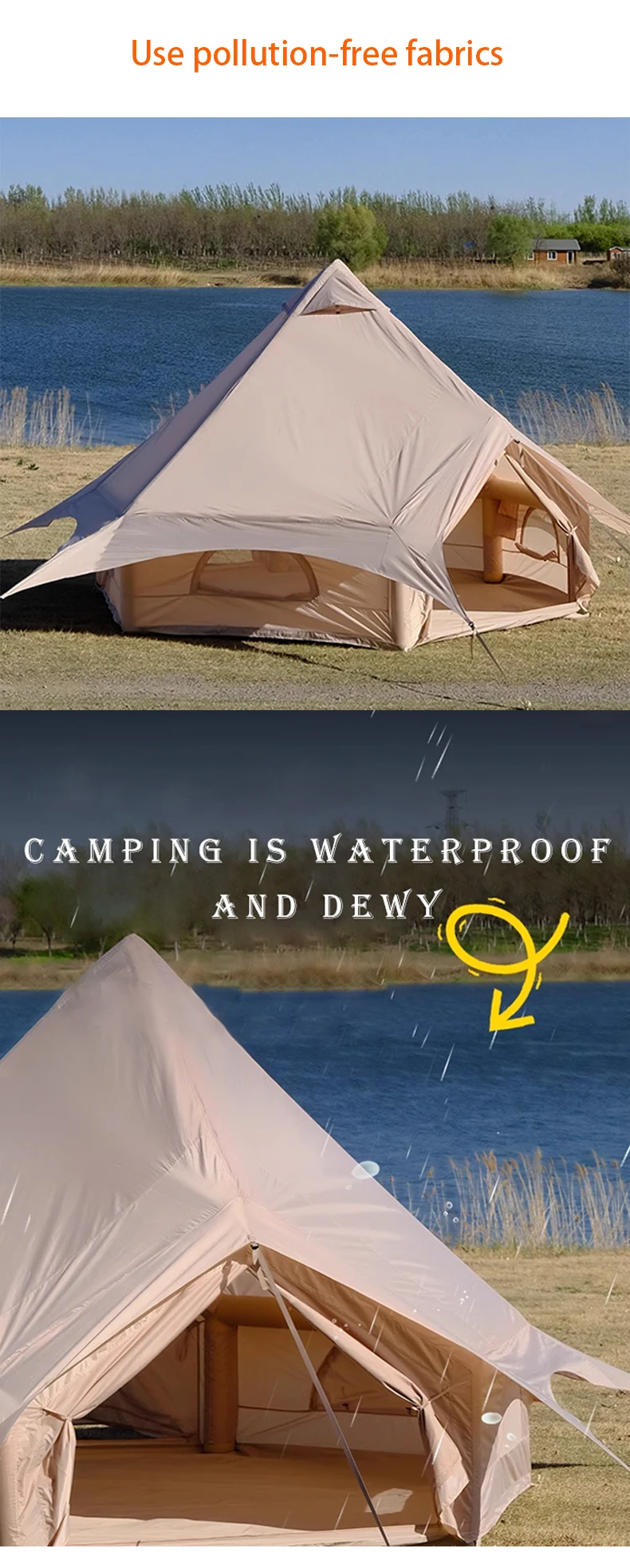 3/4/5/6/7 Meters Camping Canvas PU 3000mm Inflatable Yurt