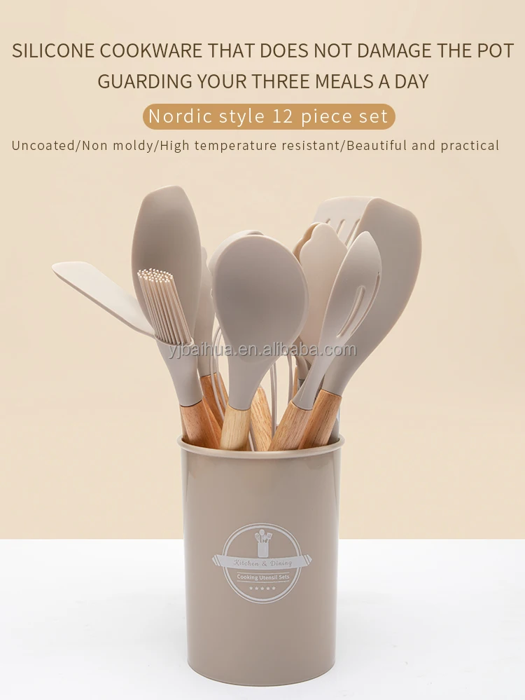 Best Selling 12pcs Silicone Kitchen Utensil Set with Storage