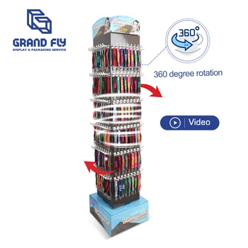 Keychain Four-sided Pegboard Revolving Cardboard Floor Display ...