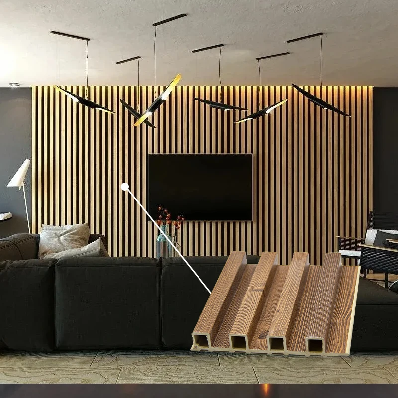 Indoor WPC Slat Partition Wall PVC Panels Interior Wall WPC Louver ...