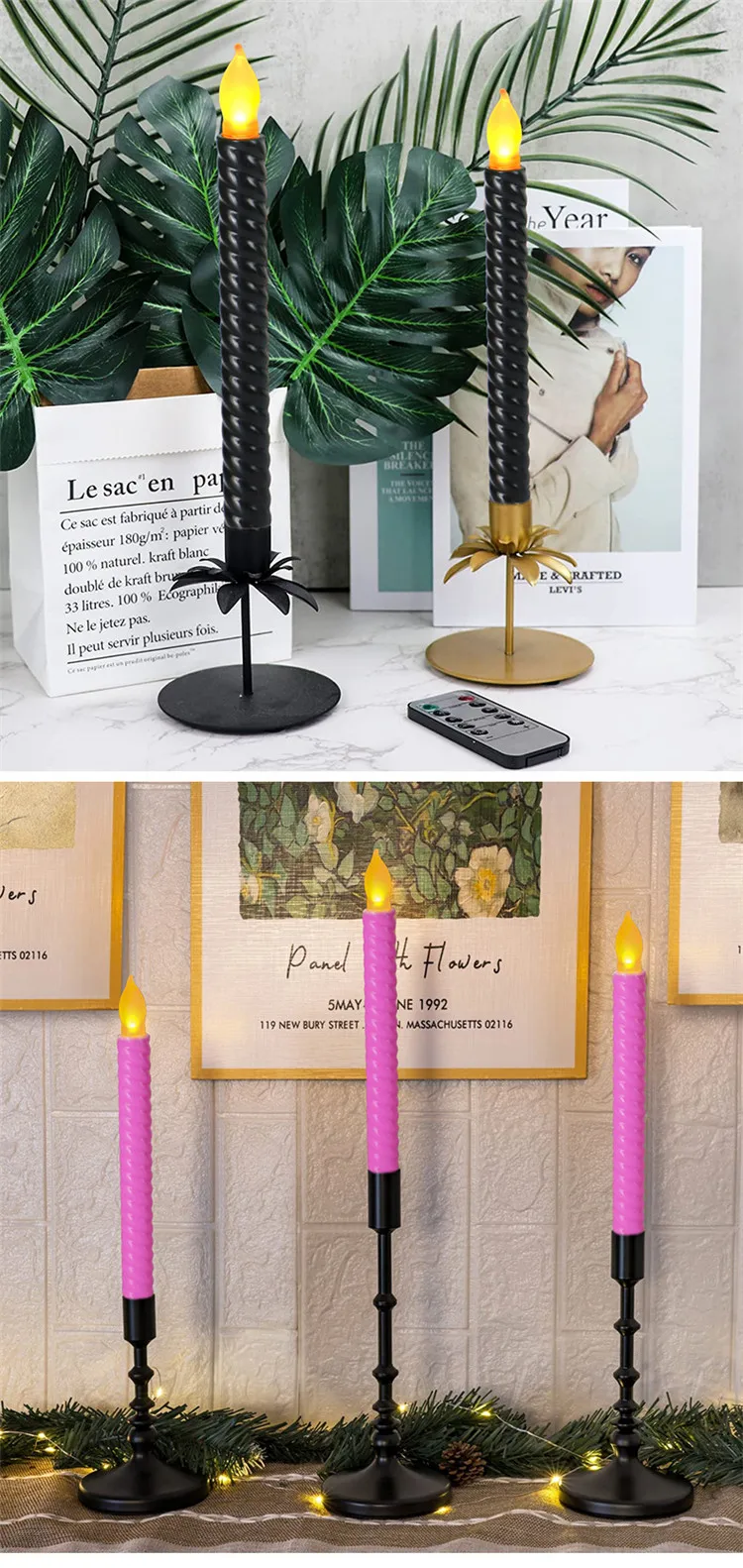 Modern Battery Operated Flameless Taper 3d Home Decoration Led Taper ...