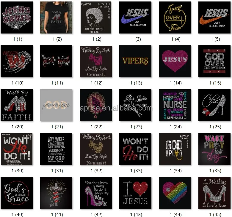 Aprise - Jesus Just Believe in Him Designs Rhinestone Iron on Heat ...