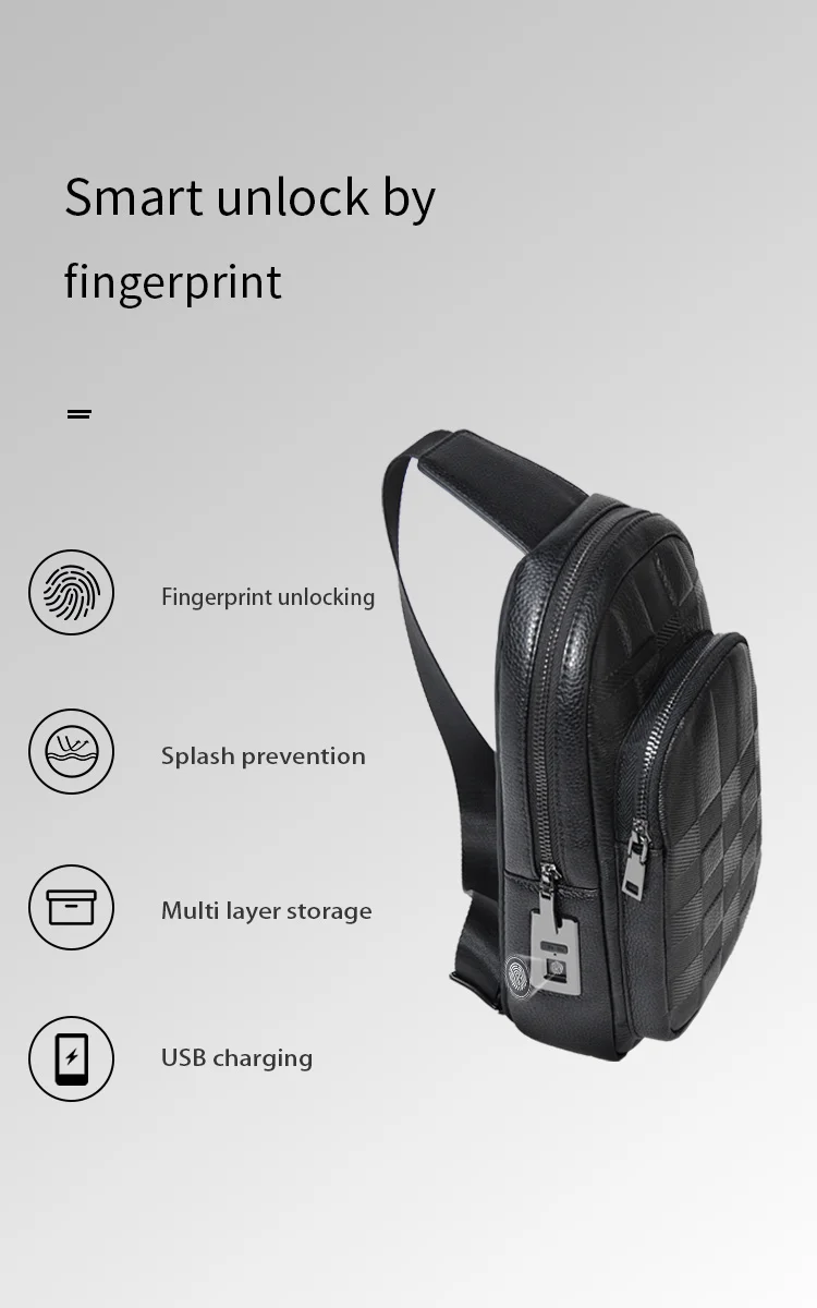 Wholesale Male Biker Bag Fingerprint Lock Anti-theft Chest Bag Men ...