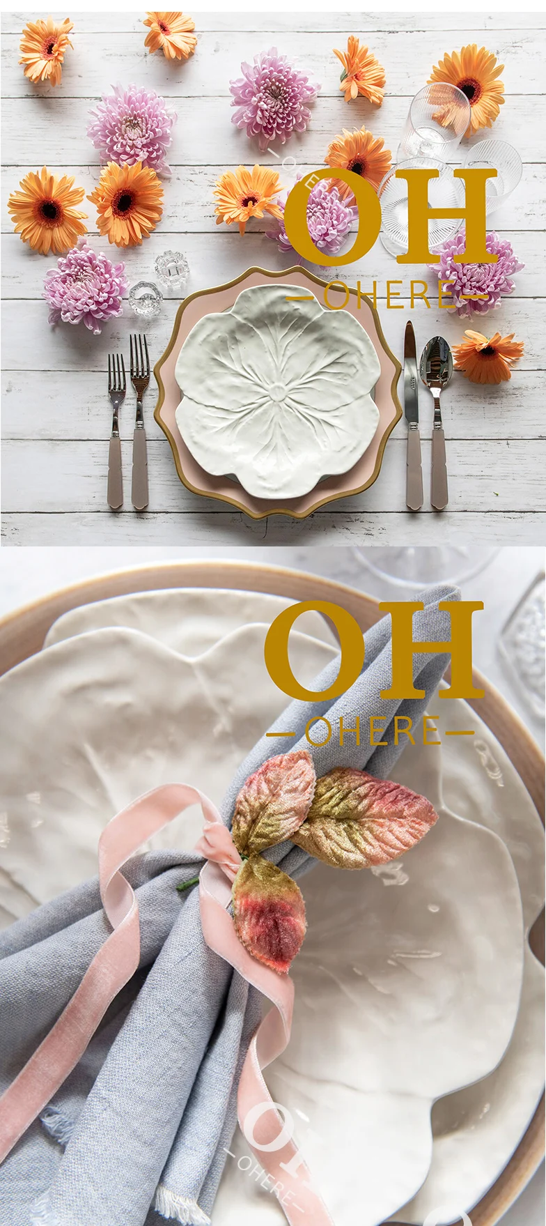 Ohere Ceramic Cabbage Shape Dinner Set Bone China Porcelain Tableware ...