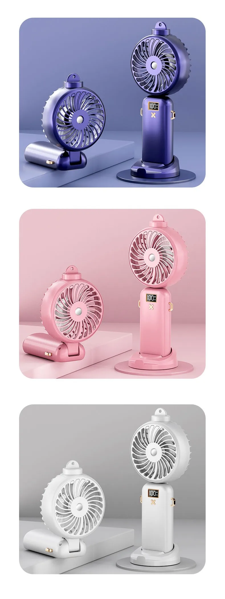 2023 Mini Folding Hand Held Digital Display Fan Aromatherapy ...