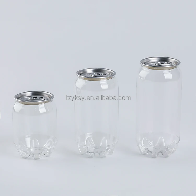 380ml Clear PET Plastic Soda Can with Easy Open Lid
