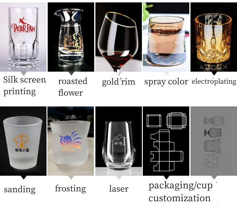 Customized Logo 2oz Shot Glasses Cup Set Printing Gold Foil With Handle ...
