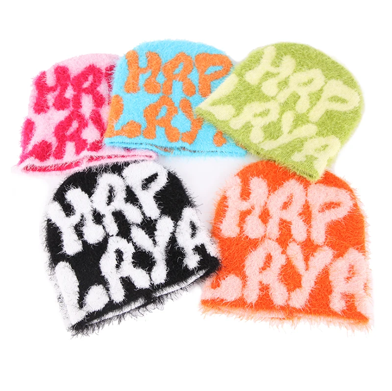 Custom Y2k All Over Print Logo Beanies Acrylic High Quality Knit ...
