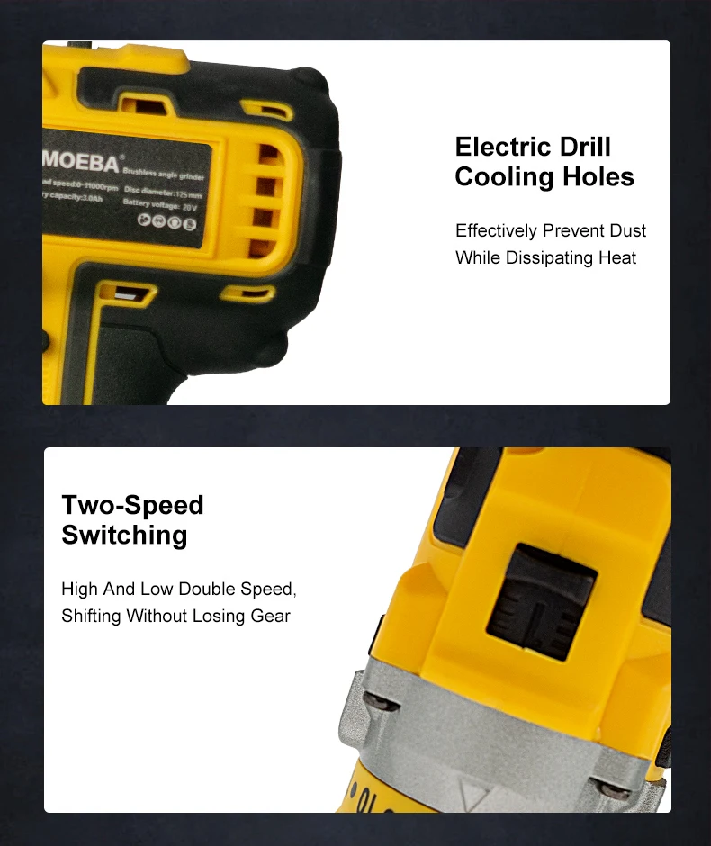 Easy to Operate 21V Operated Cordless Impact Power Lithium Drills Combo ...