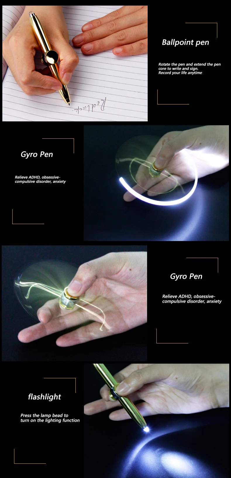 2023 Multi Functional Fingertip Gyro Pen Reduce Pressure Stylus Fidget ...