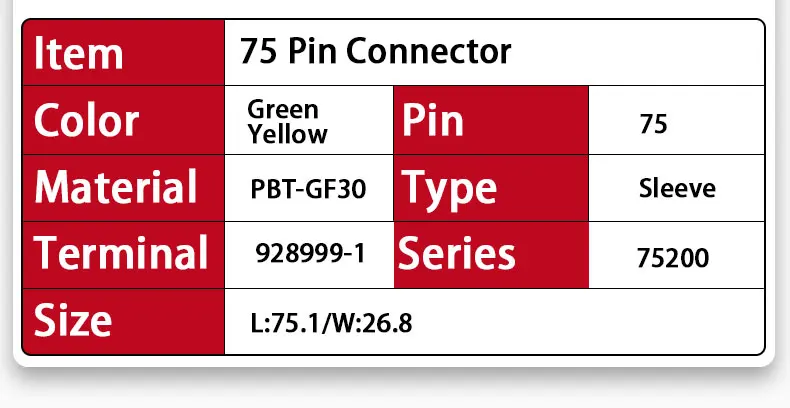 Tyco Connector 75 Pin Male Female Green Manufacturer Automobile 2322905 ...