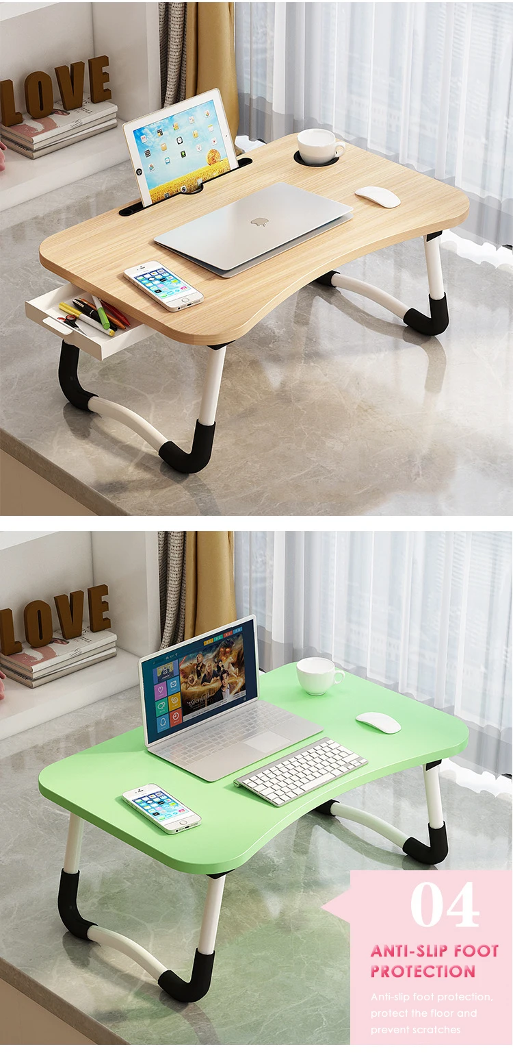 Wooden Portable Laptop Table Folding Legs Table For Bed Breakfast ...