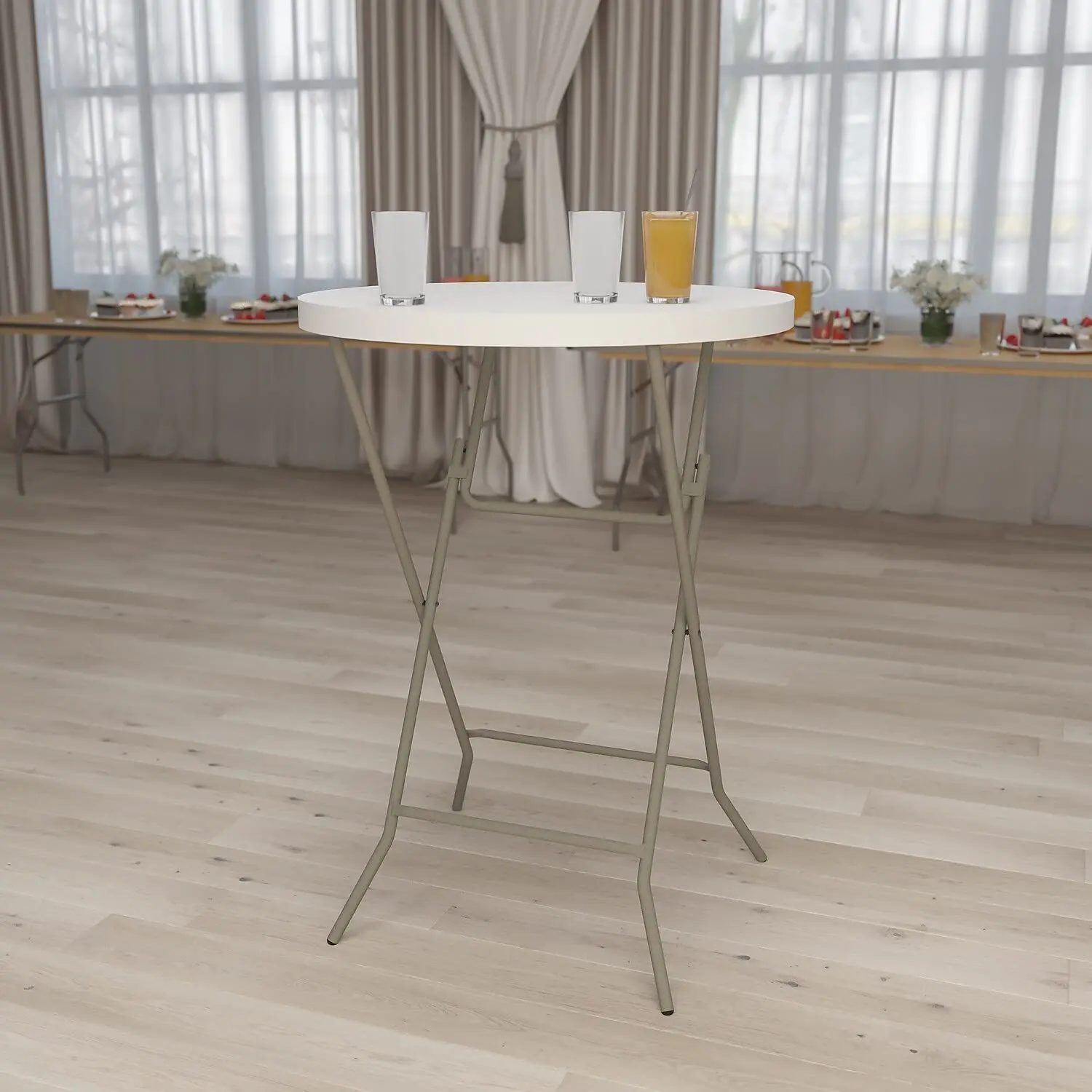 Folding High bar Tables 23.6in Round White Plastic Bar Height Folding ...