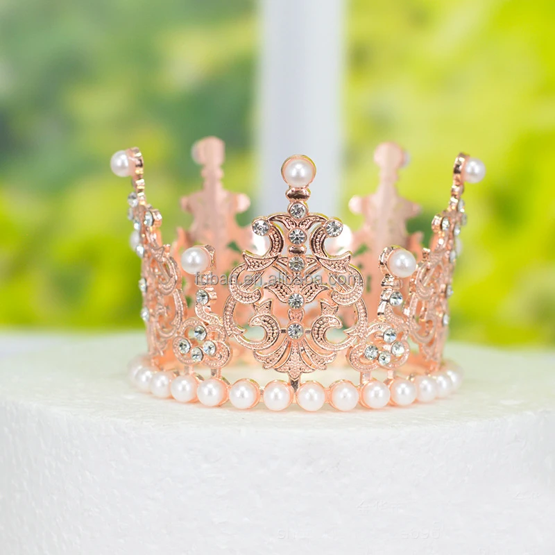 Wedding Round Rhinestone Crown Tiara for Cake Decoration