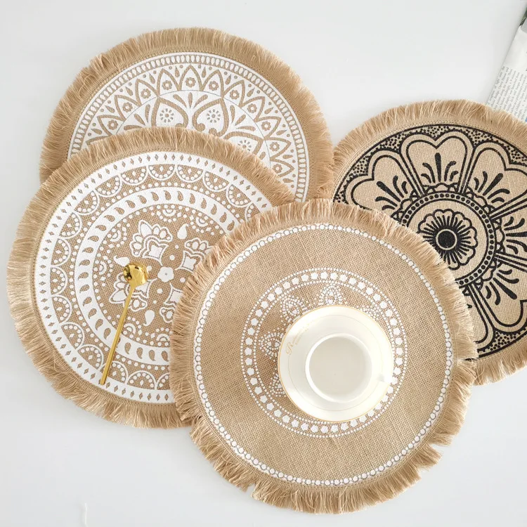 Boho Farmhouse Table Use Decor Placemats Woven Fringed Table Placemat ...