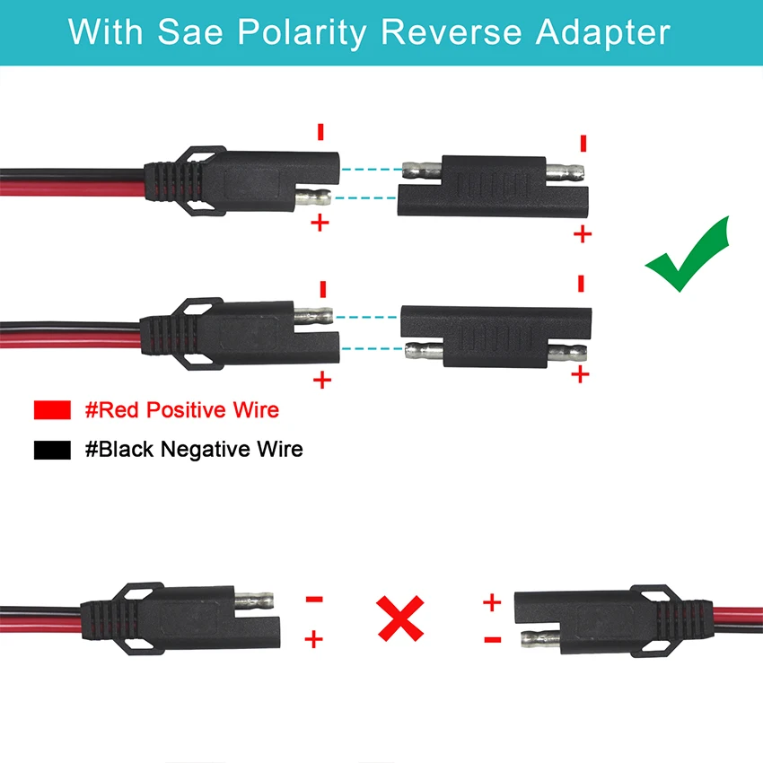 12v Solar Harness Wire Connector 16awg Car 2pin Plugs Sae Quick ...
