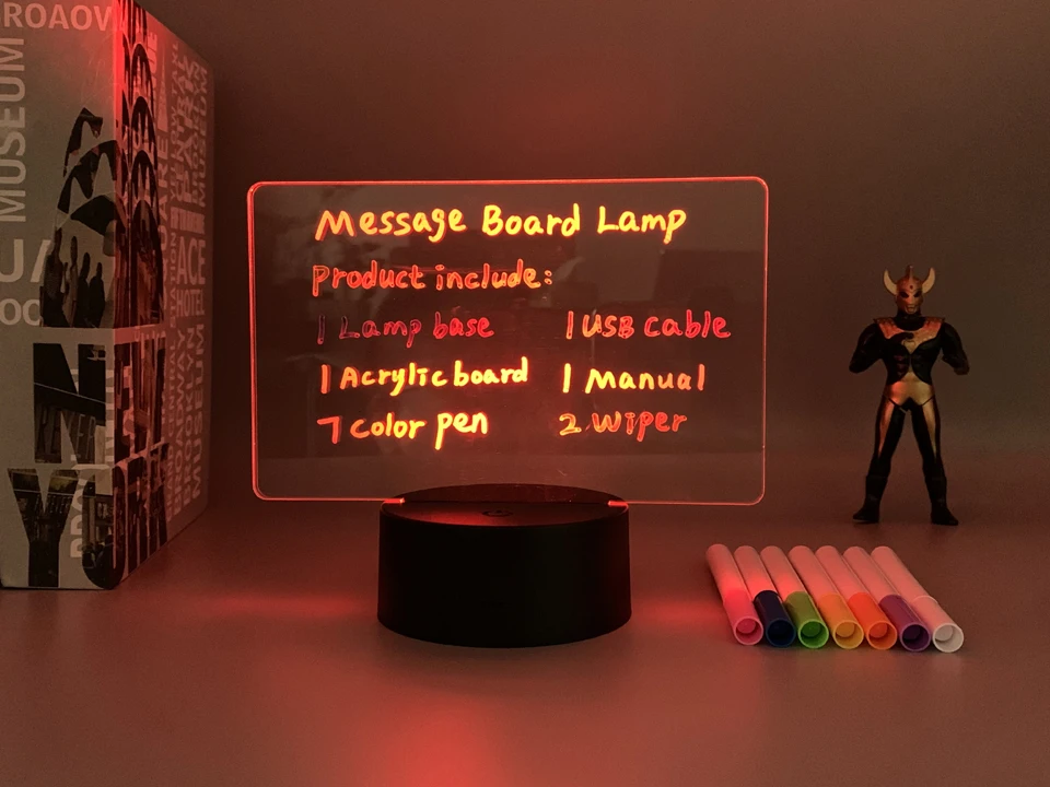 Message Board Lamp with 7 Colors - Erasable & Rewritable