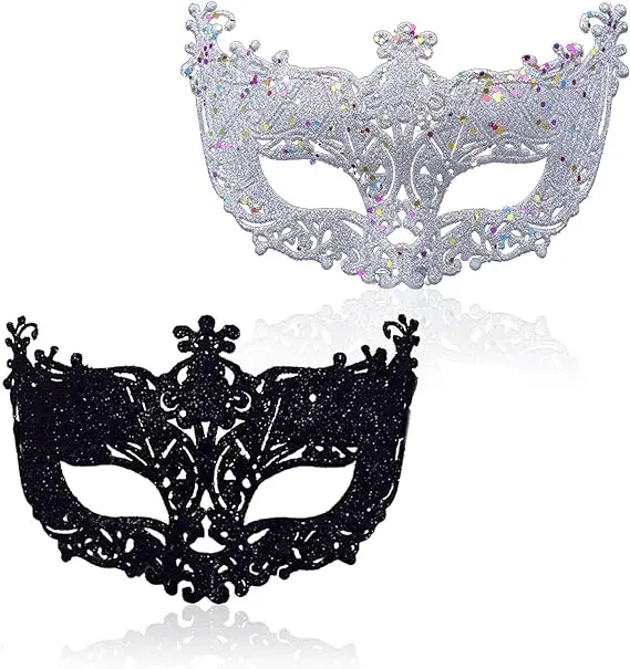 Masquerade Mask Black Filigree And Silver Filigree Party Fancy Masks ...