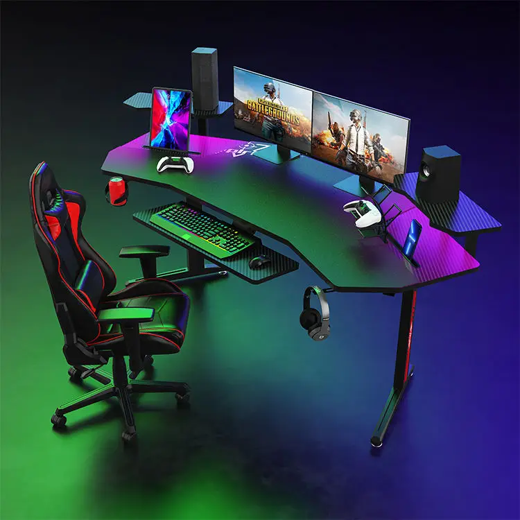 Hot Large Desktop Rgb Gaming Desk Corner E-sports Computer Gaming Table ...