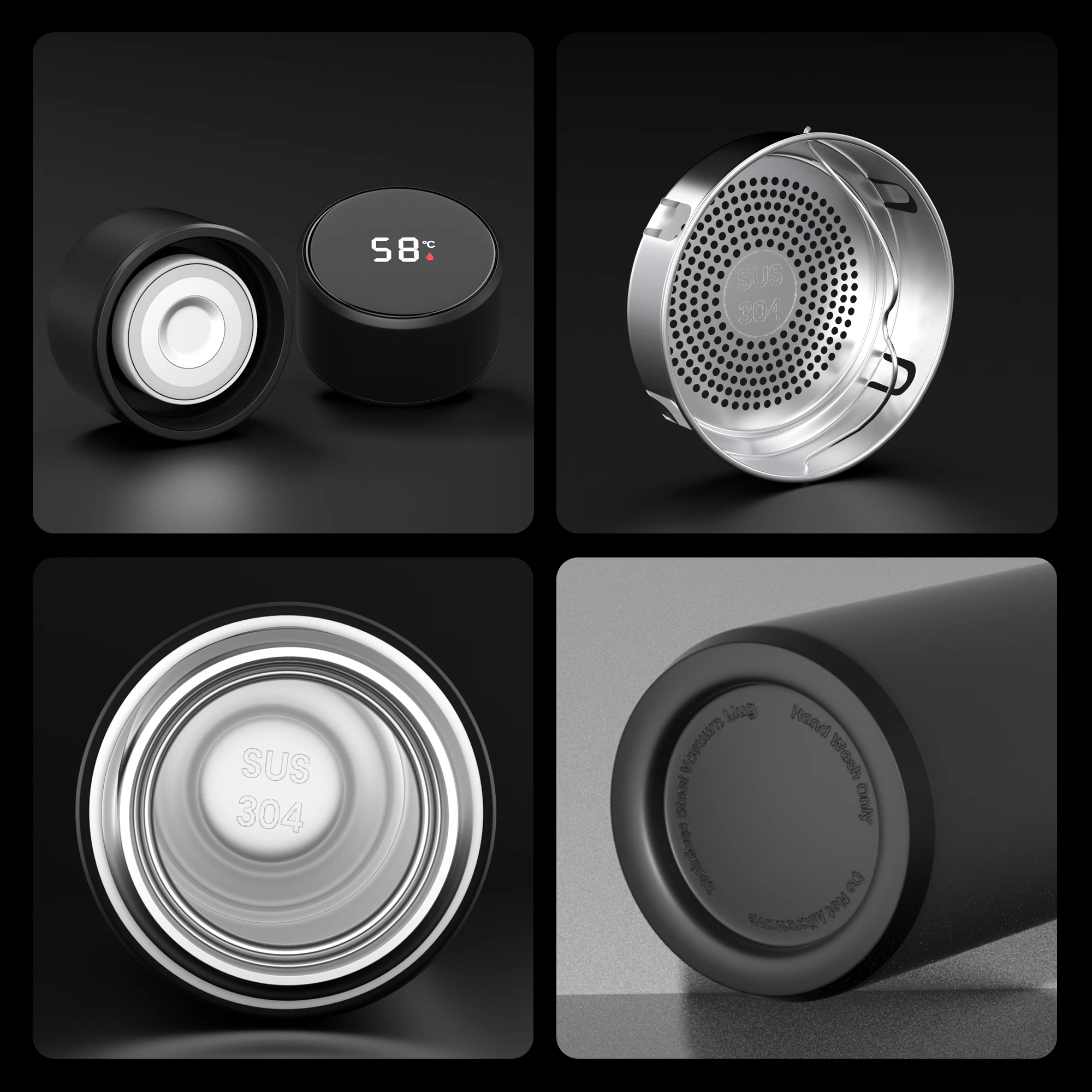 Smart 500ml Stainless Steel Vacuum Insulated Water Tea Infuser Vacuum ...