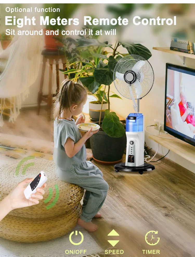 16 Inch Rechargeable Mist Fan - Perfect for Hotels & Outdoor