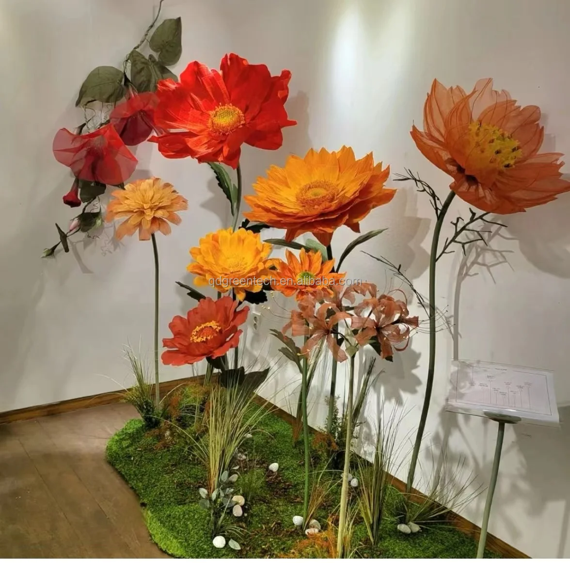 E-167 Luxury Wedding Planning Design Silk Organza Handmade Long Stem ...