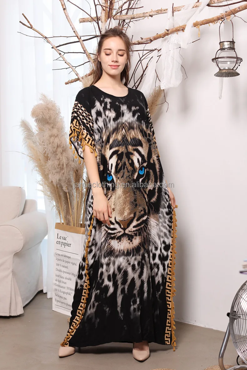 2024 New Arrival Muslim Womens Dress Middle Eastern Printed Tassel