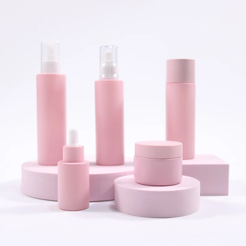 Matte Frosted Pink Skincare Packaging - 30ml to 120ml