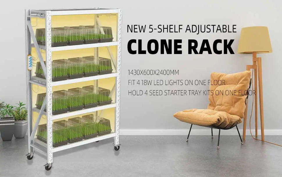 Durable 5 Layers Clone Shelf Hydroponic Grow Shelf Mobile Grow Vertical ...