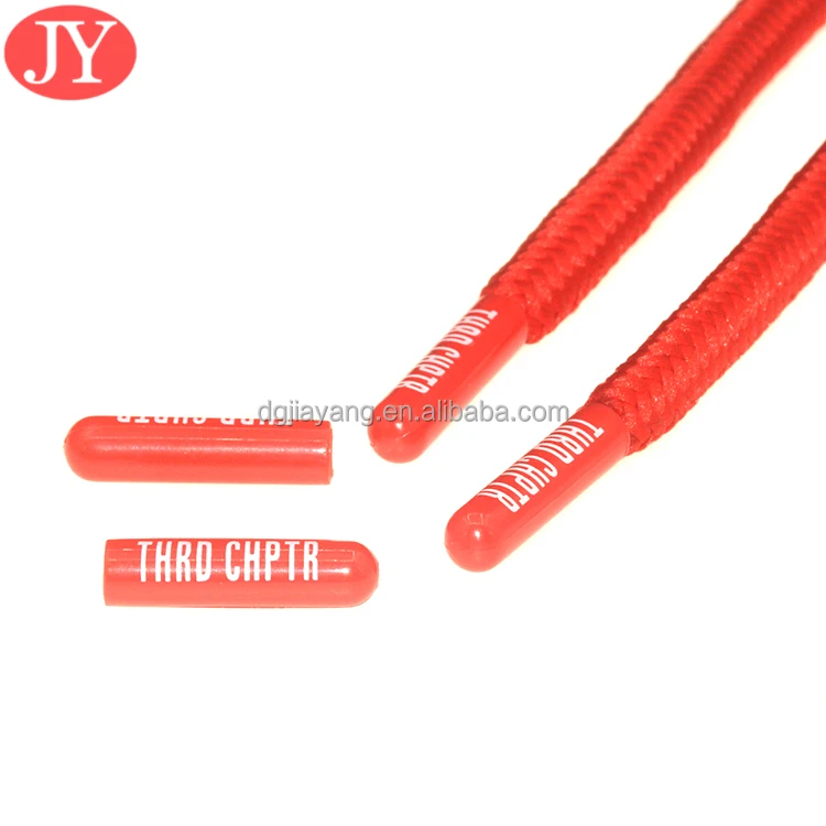 Custom Rubber Coating Screen Print Logo Shoelace Aglet Tips Polyester ...