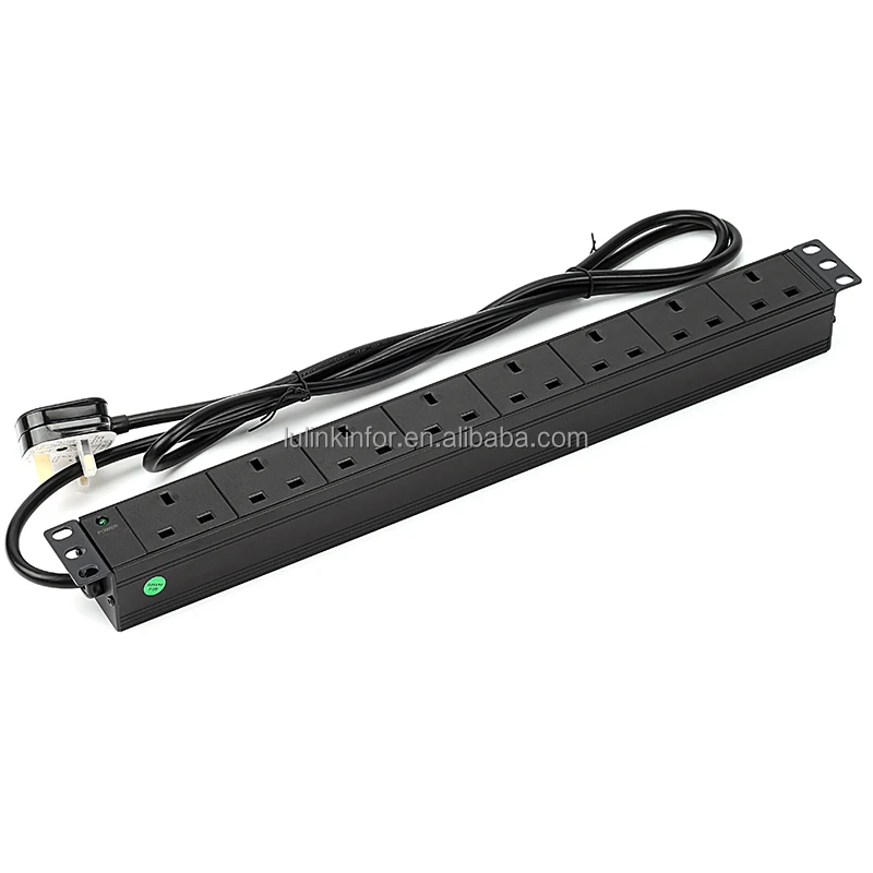1u 19'' Rackmount 8 Way 10way Pdu Uk Type 220v Pdu - Buy 6 Way Pdu ...