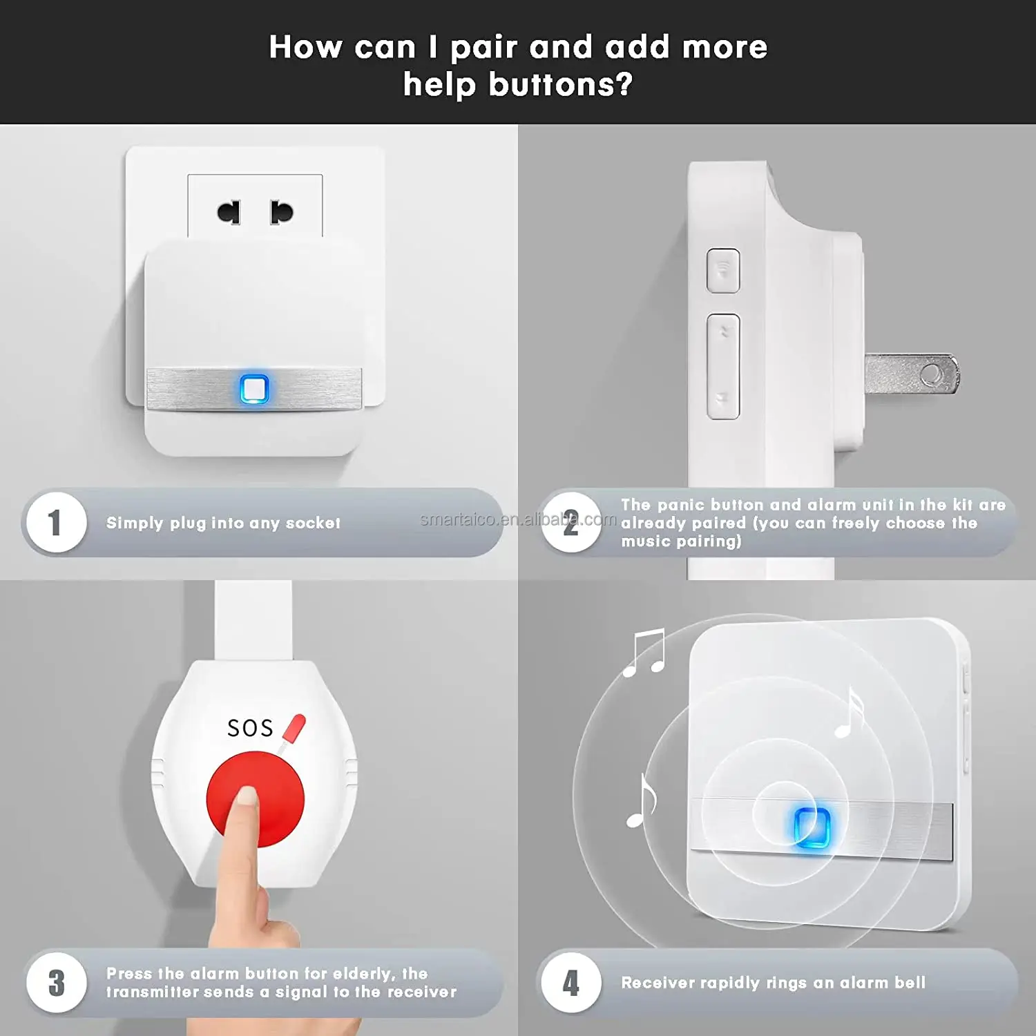 Smart Call System SOS Buttons Transmitters Nurse Calling Alert Patient ...