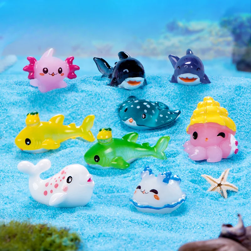 Resin Miniature Marine Animal Figurines Cartoon Fish Statue Mini ...