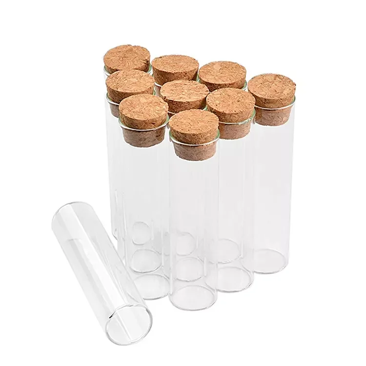 Glass Test Tubes Clear Flat Test Tubes With Corks Stopper For ...