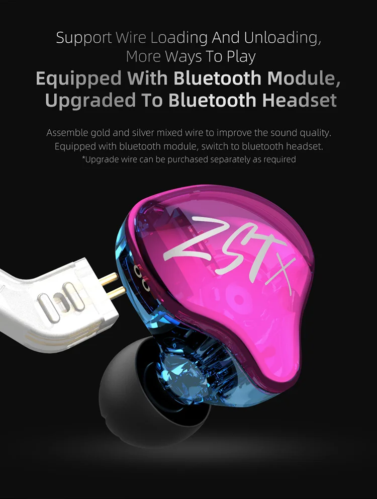 KZ ZST X Gaming Earphones - Stereo Earbuds with Private Mold