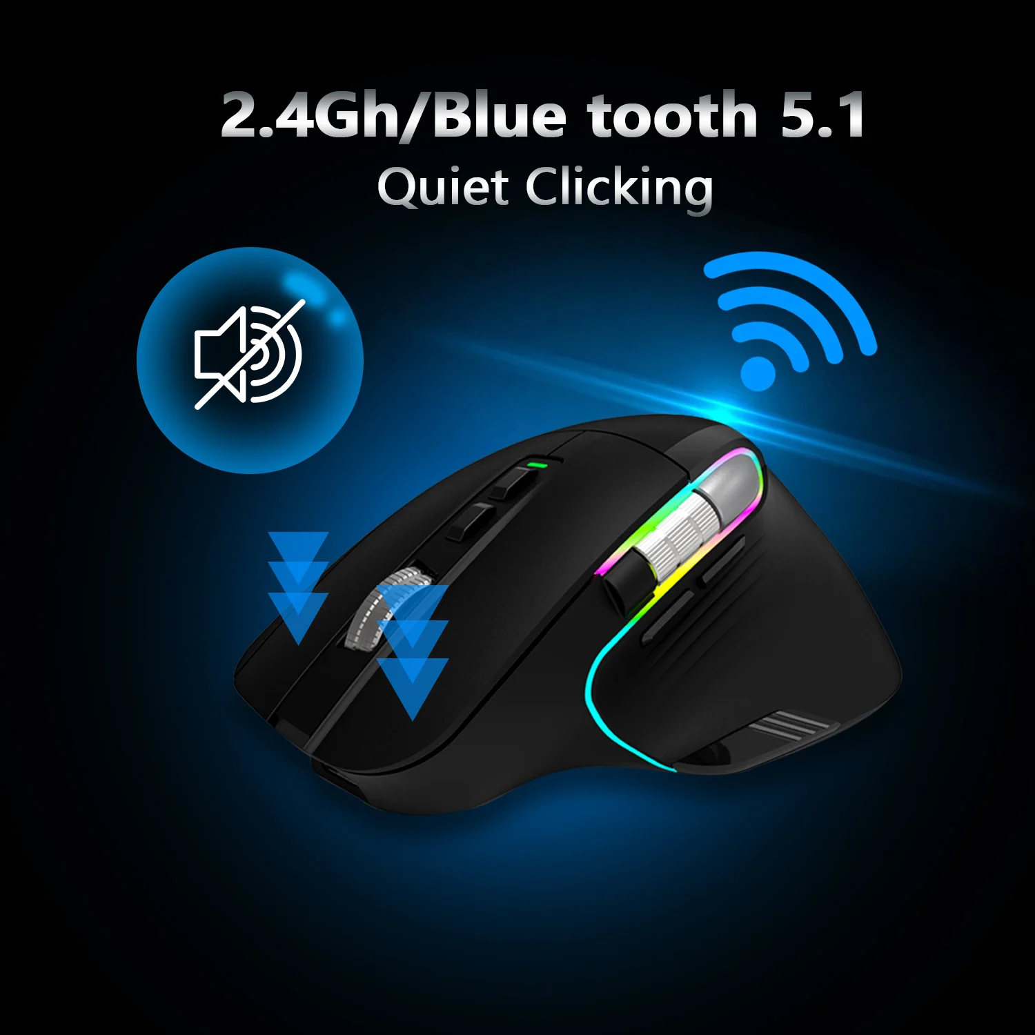 Oem Rechargeable Ergonomic 8d Light Rgb Ergonomic Mouse Bt 2.4ghz ...