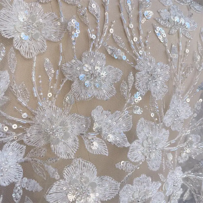 Luxury Sequins Beaded Embroidery Fabric Wedding Dress Children's Dress ...