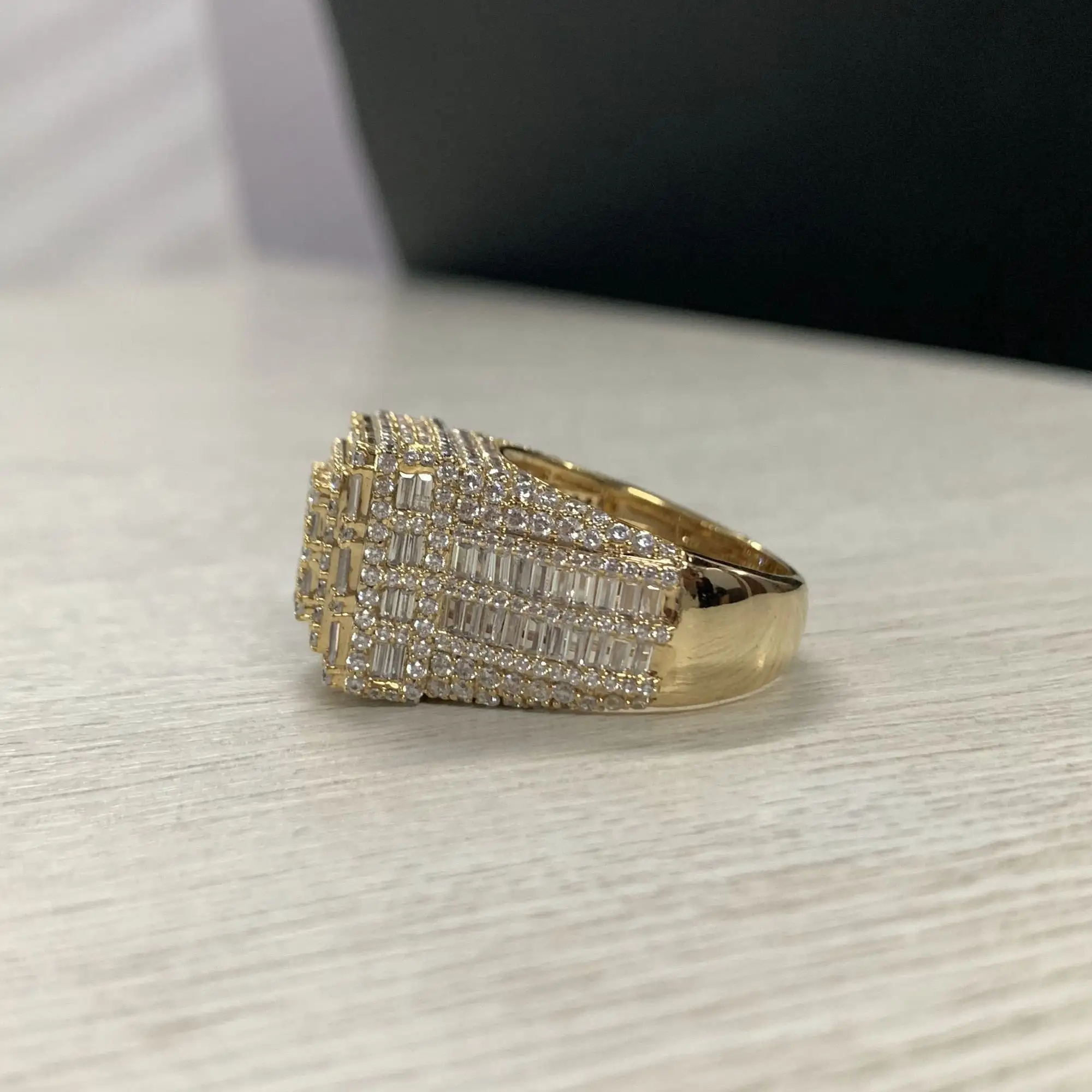 New Trendy Square Shape Custom Hiphop Silver Plated Rapper Ring With ...