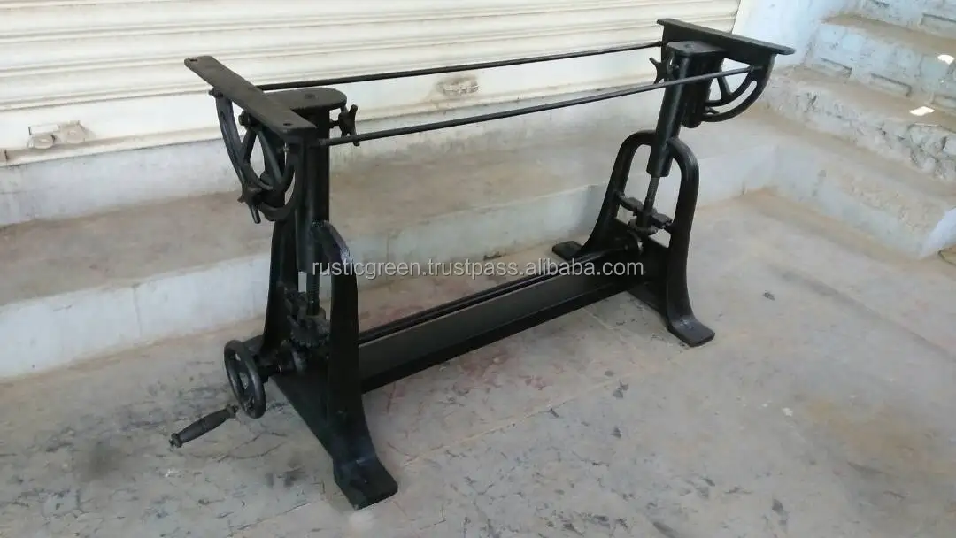 Antique Vintage Crank Dining Table Legs Industrial Metal Iron Rustic ...