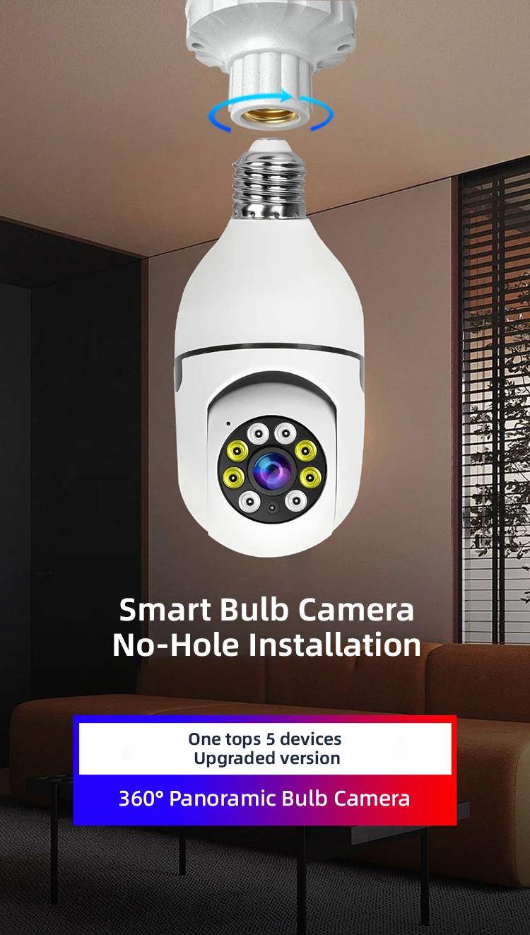 Bulb Wifi E27 Camara Surveillance 360 With Battery Internal Lamp Light Lightbulb V360 Home ...