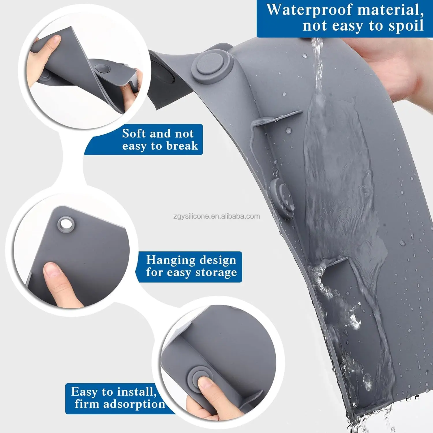 2024 Silicone Splash Guard Mats Best Sales Grey Color in Stock Food ...