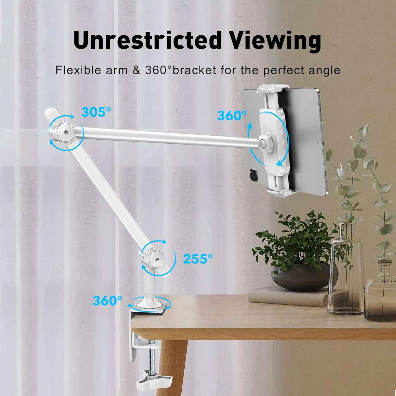 Universal Bed Desk 360 Rotation Long Arm Desktop Mount Clamp Phone ...