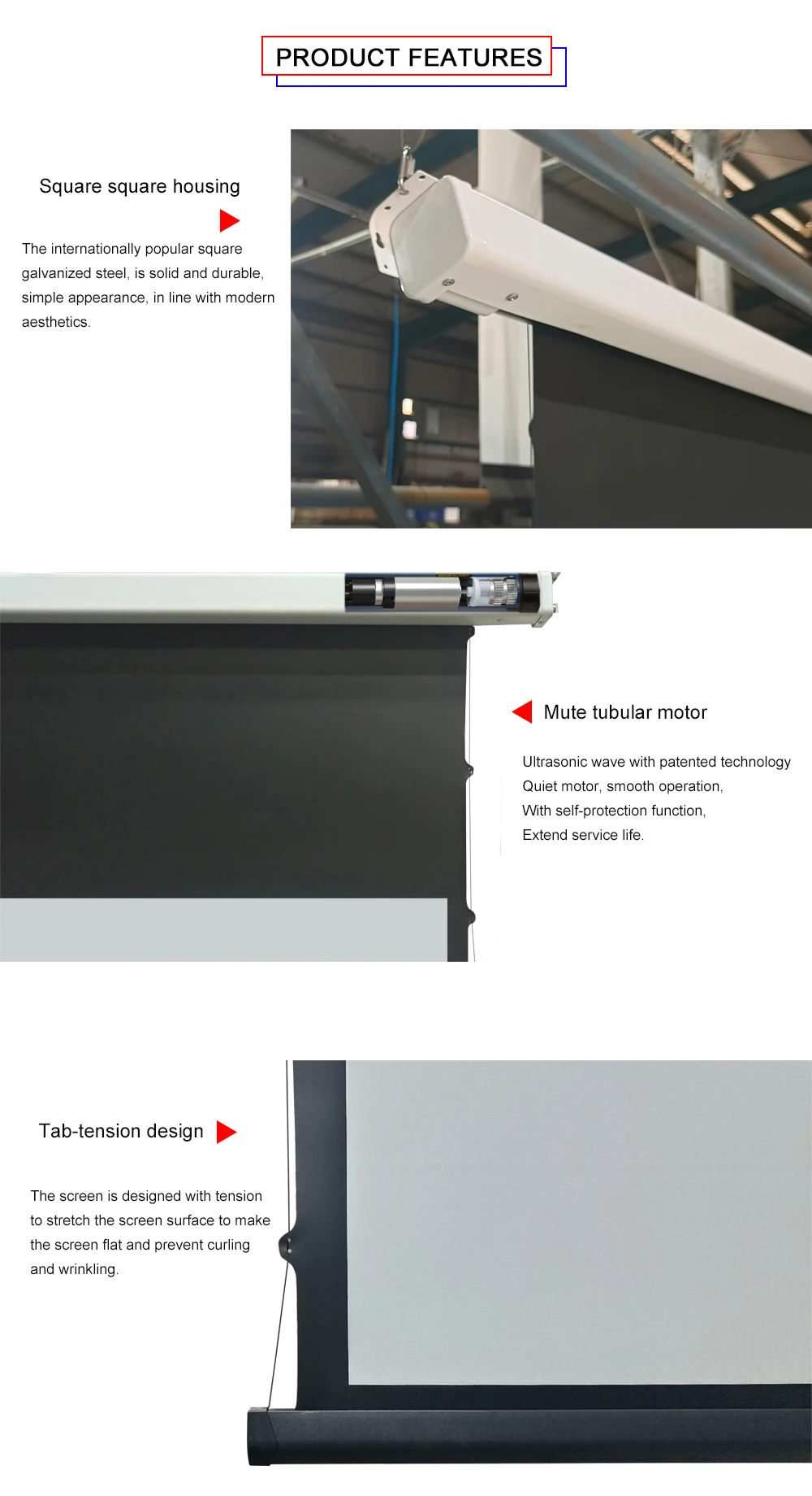 Hot Selling Wupro/oem Electric Drop down Projector Screen