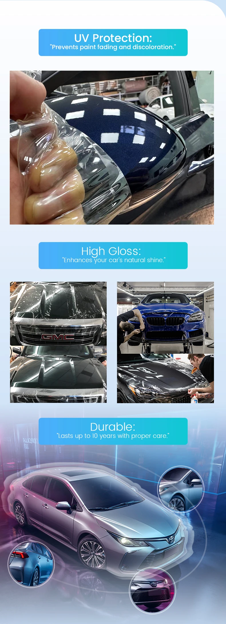 USA Quality Self Healing TPU PPF Paint Protection Film Clear TPH Wrap ...