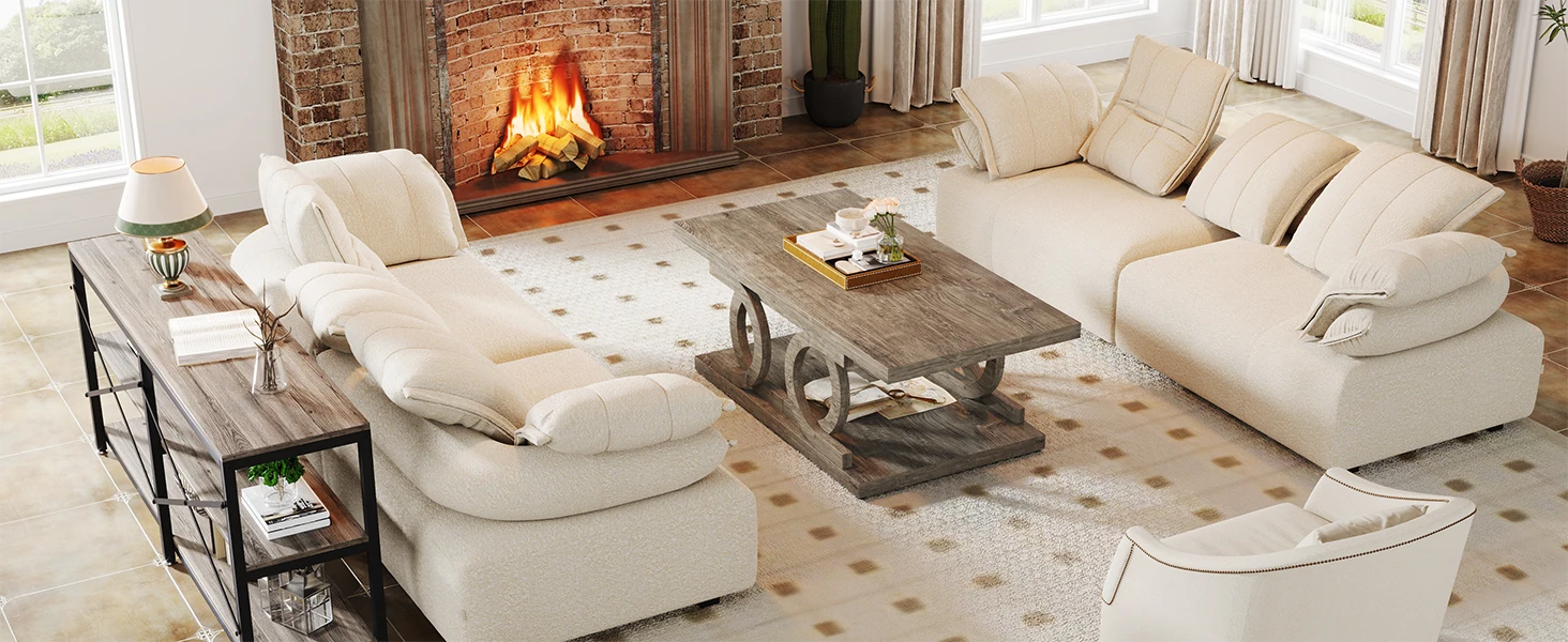 Tribesigns USA Warehouse Rustic Wood Coffee Table with Storage Shelf 2 ...