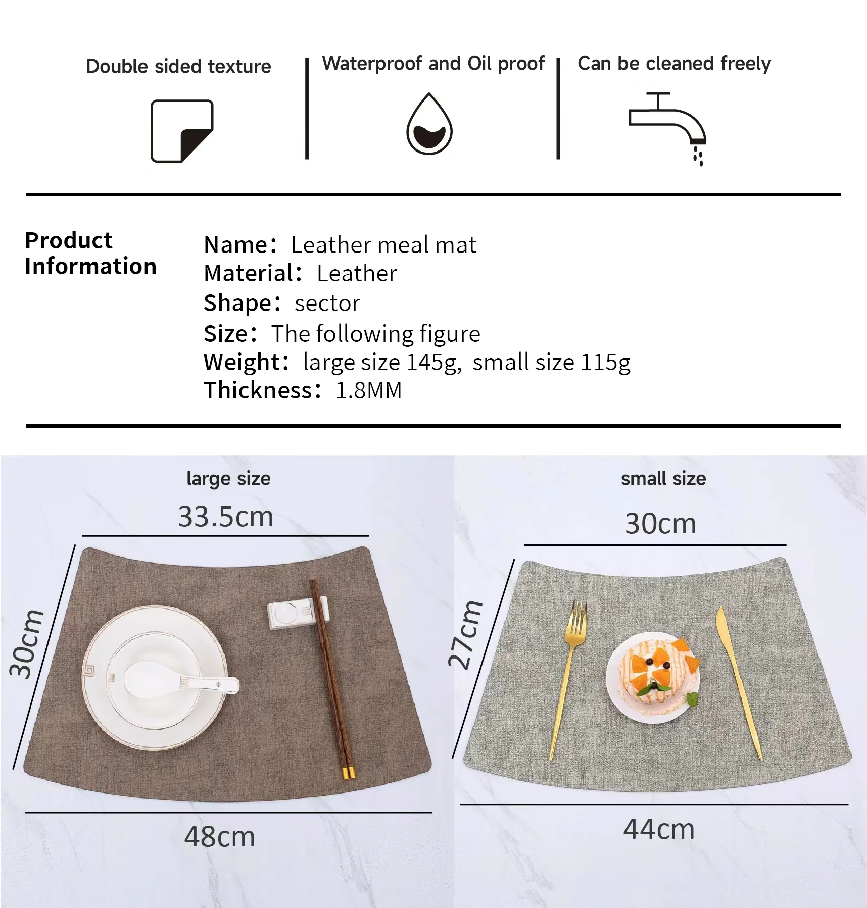 French Minimalist PVC Leather Dining Tablet Mat with Custom Logo Design ...