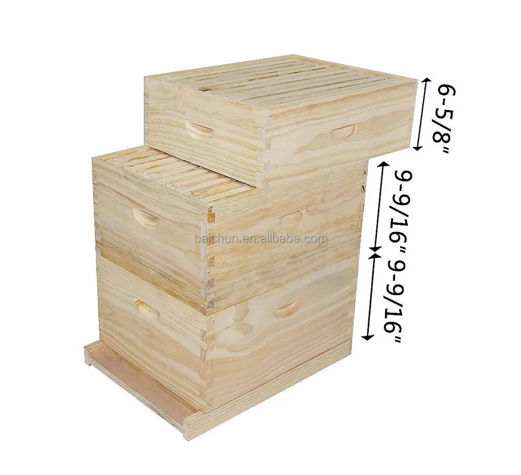 10 Frame Type Bee Hive 1 Deep 2 Medium Langstroth Beehive Pine/ Fir ...