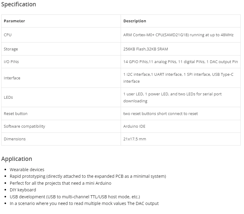 SeeedStudio XIAO SAMD21 Microcontroller IoT Module AI Micropython / CircuitPython Development ...